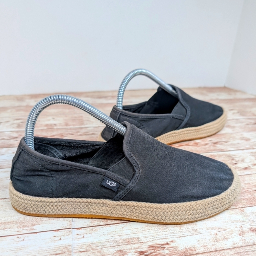 Ugg Slip On Espadrille Canvas Shoes Black Tan Women's… - Gem